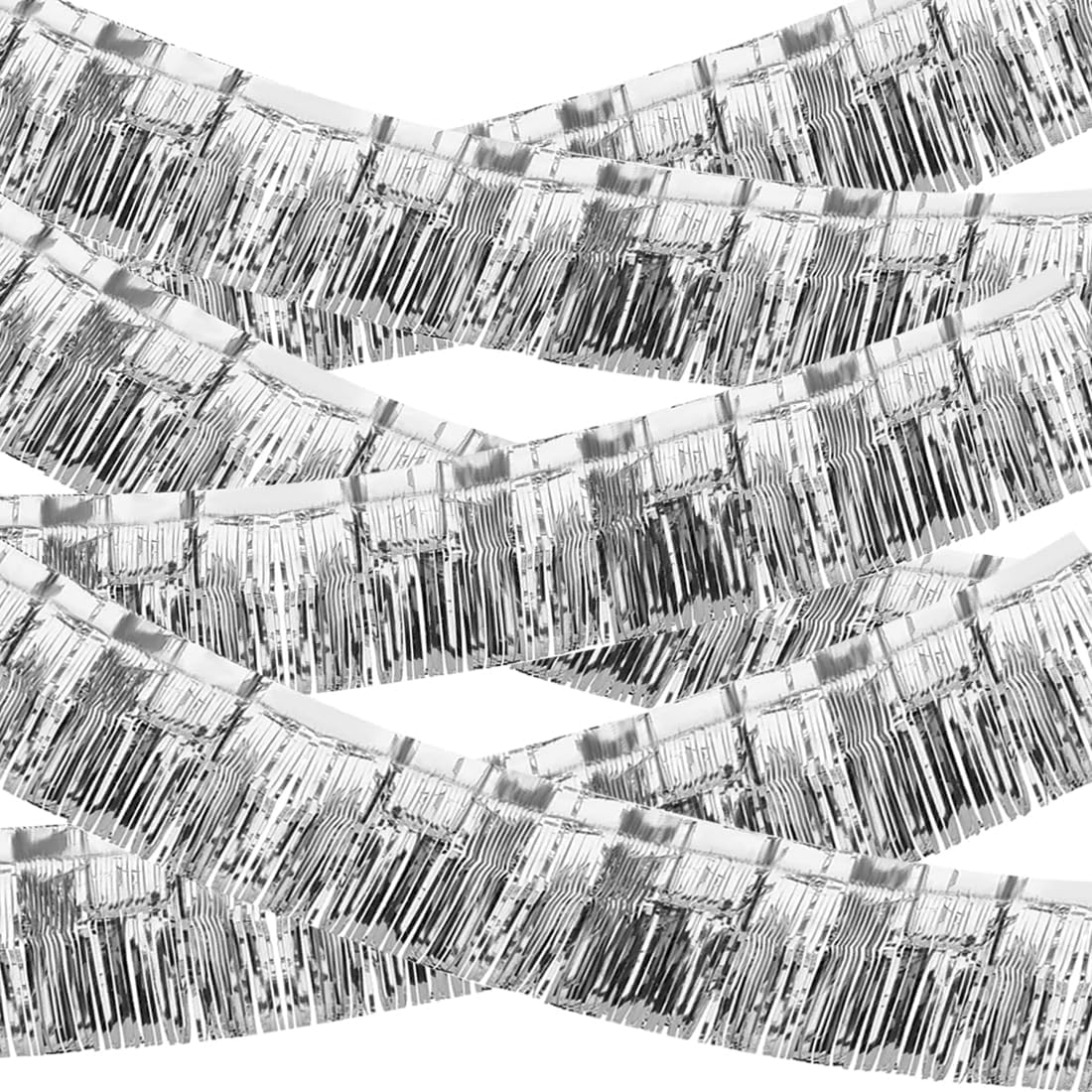 Amazon.com: 6 Pack Silver Fringe Float Curtain, 10ft Metallic Foil ...