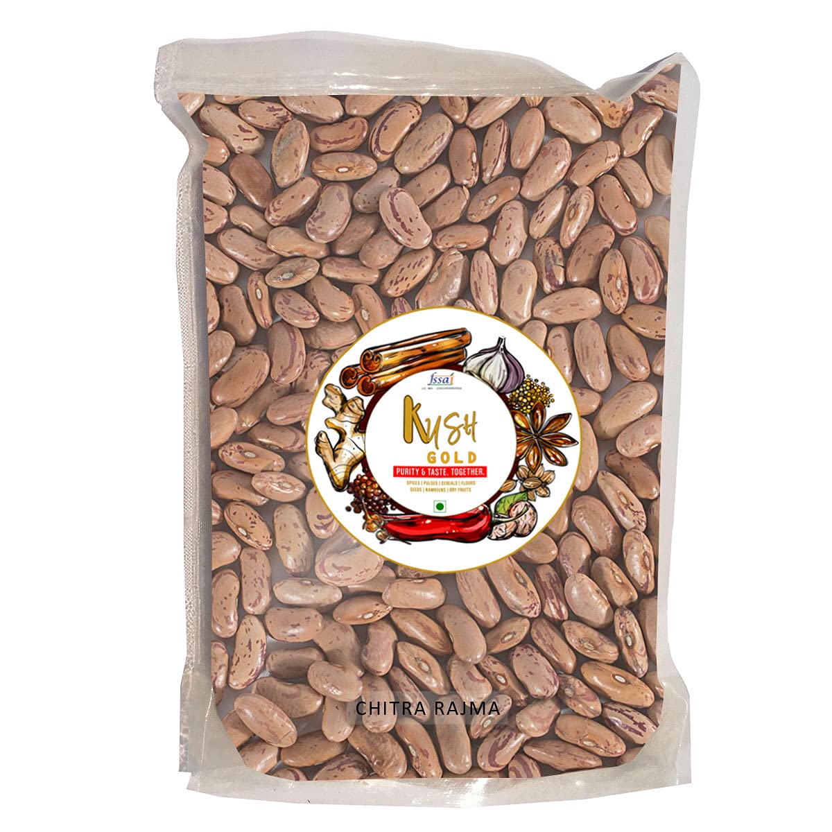 Kush Gold Rajma Chitra/Speckled Kidney Beans/Rajma Chitkabra (1Kg Pack ...