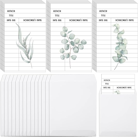 Amazon.com : Roowest 120 Set Library Book Checkout Cards Book Catalog ...