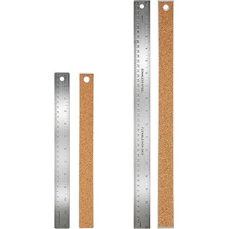 Amazon.com: 2 Pieces Metal Ruler Cork Backed Stainless Steel Rulers ...
