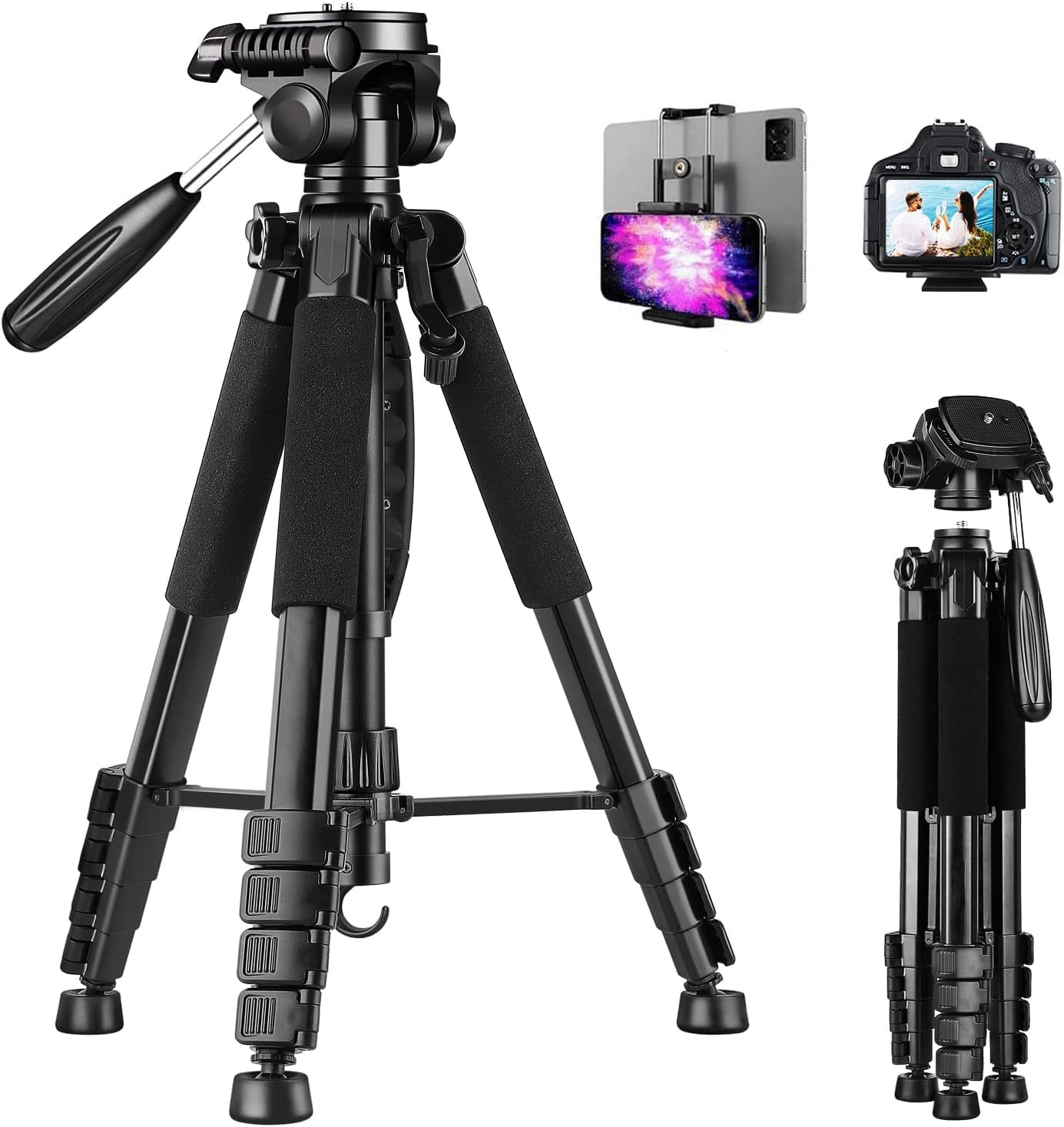 Camera Tripod for Canon Nikon, 190cm Lightweight DSLR Tripod Camera ...
