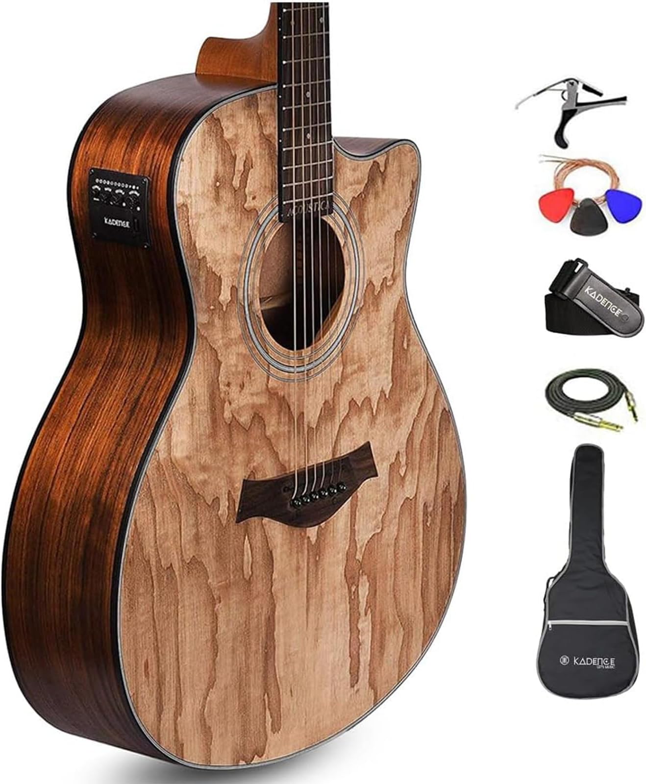 Kadence Guitar Acoustica Series, Electric Acoustic Guitar, Ash Wood ...