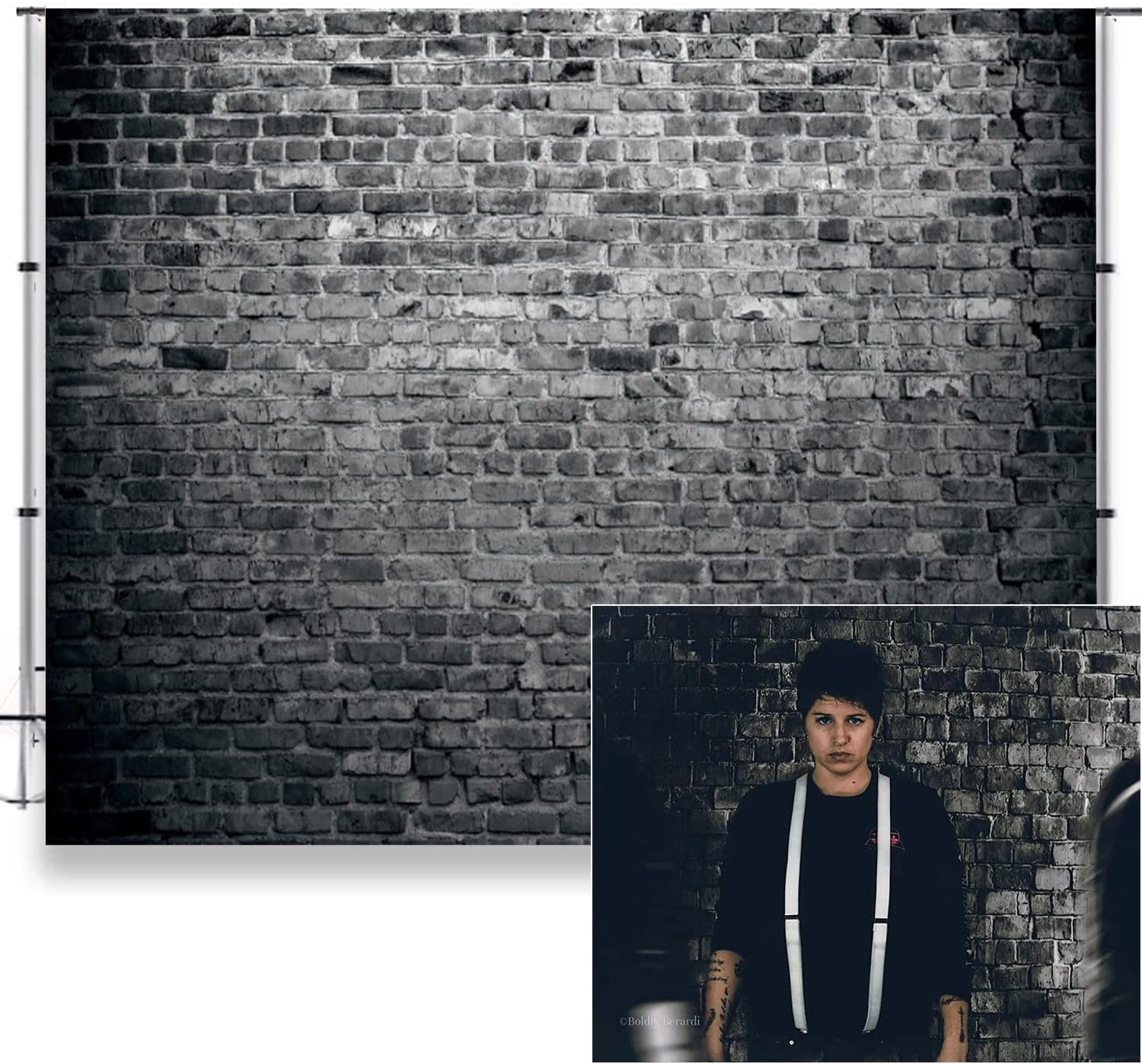 Amazon.com : AIIKES 7x5ft Black Brick Wall Photography Backdrop Brick ...