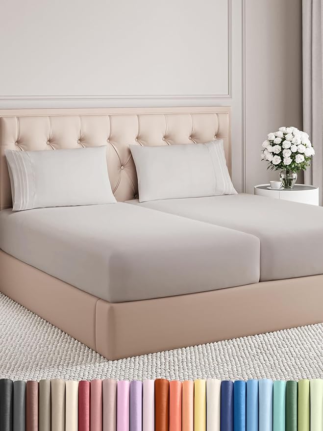 Amazon.com: Split King Size 5 Piece Sheet Set - Comfy Breathable ...