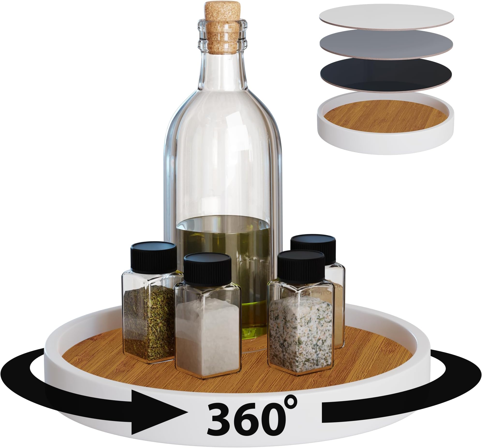 Amazon.com: 9" Wood Lazy Susan Organizer Kitchen Turntable for Cabinet ...
