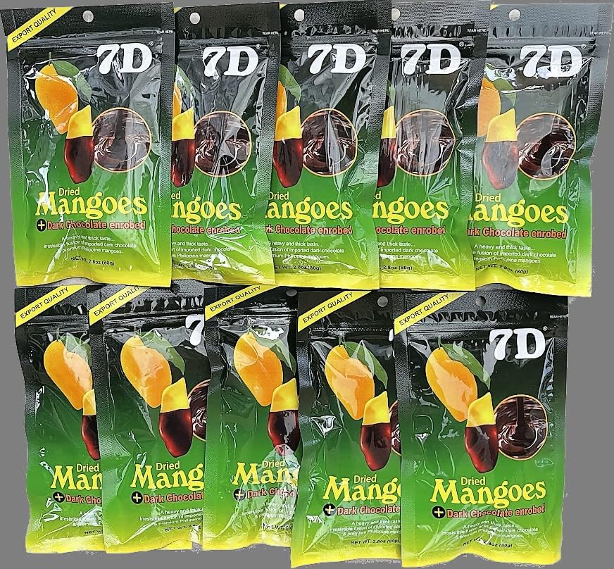 Amazon.com: 7D Cebu Dried Mangoes Dark Chocolate Dipped (10 packs X 80g ...
