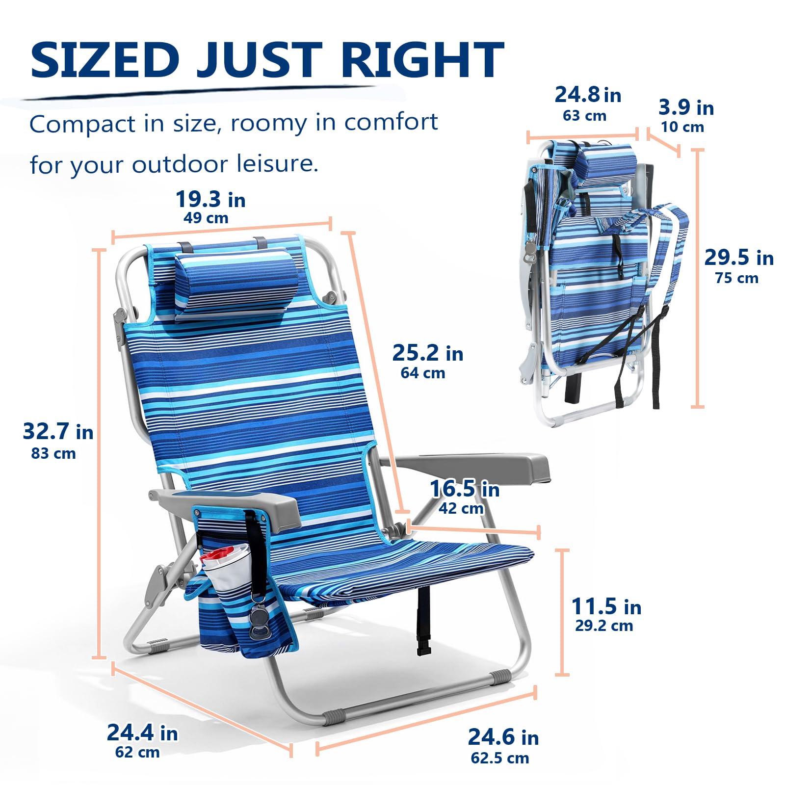 Snapklik.com : 5-Position Aluminum Lay Flat Tall Backpack Beach Chairs ...