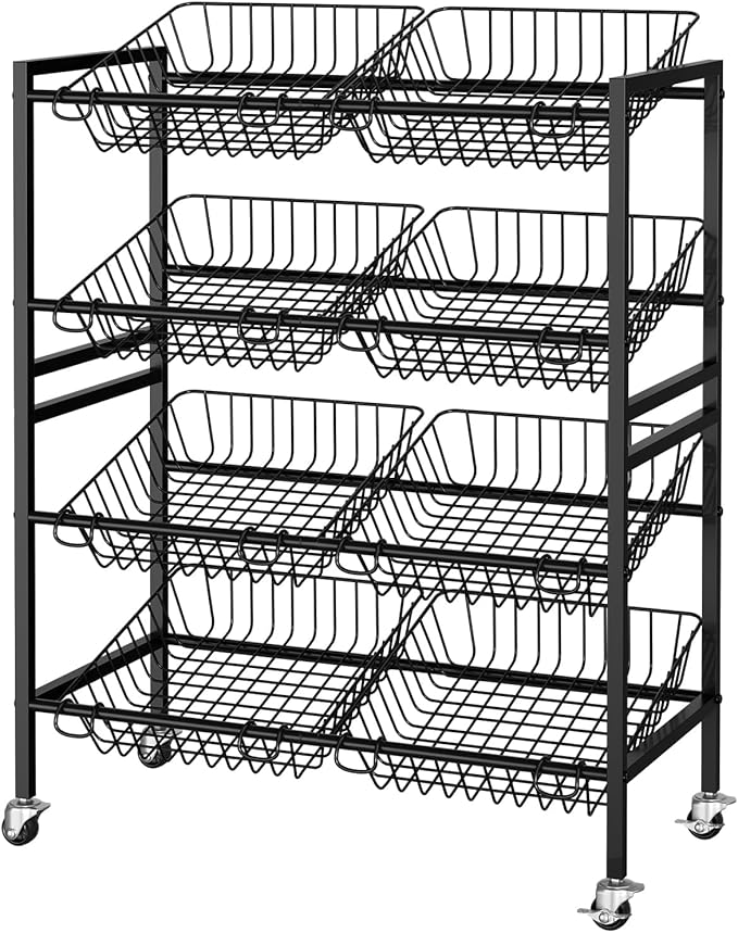 Amazon.com: Evermagin Kitchen Storage Cart, Rolling Snack Cart, 25.2''W ...