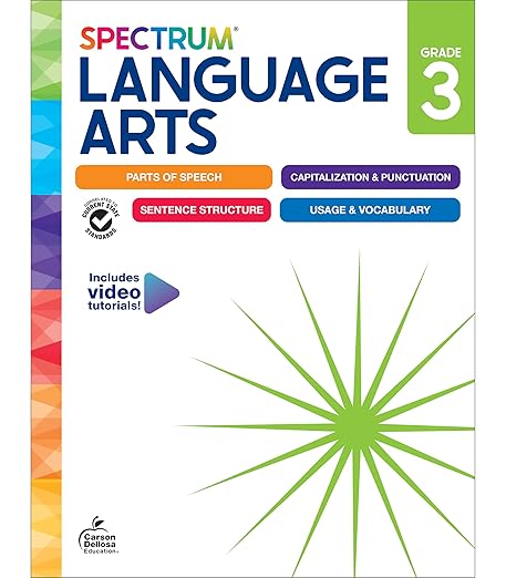 Spectrum Language Arts 3rd Grade Workbooks, ELA Activity Book for Kids ...