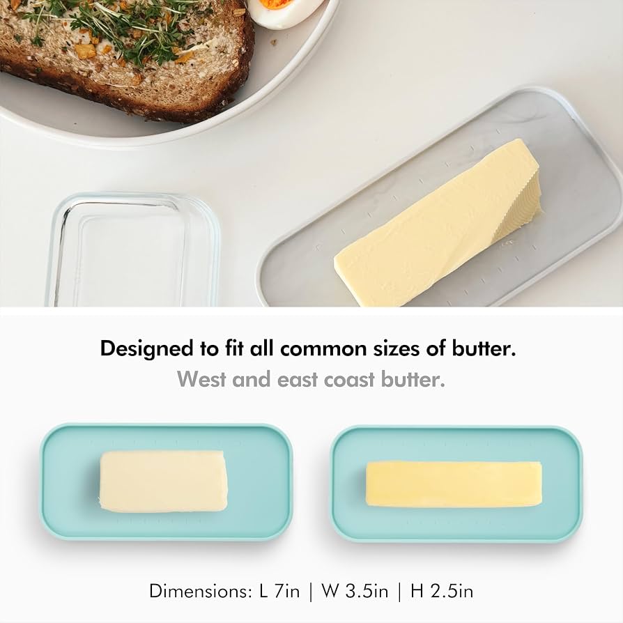 Bamboo Butter Keeper For Counter Refrigerator KIVY Glass With Airtight ...