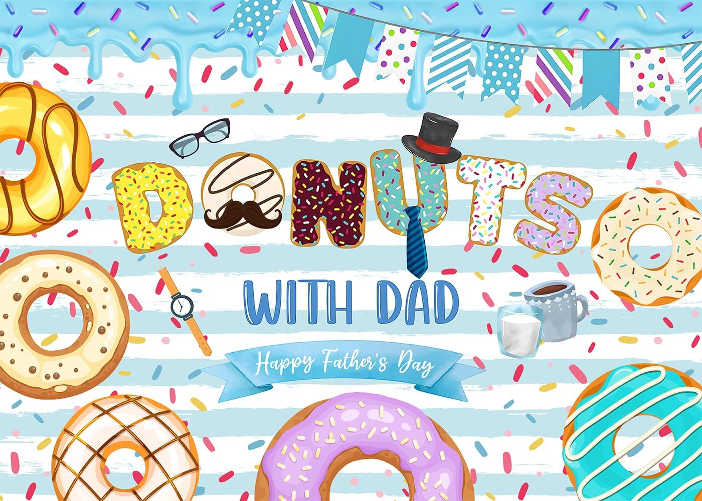 Amazon.com : DULUDA 7x5 FT Happy Father's Day Backdrop Donuts with Dad ...