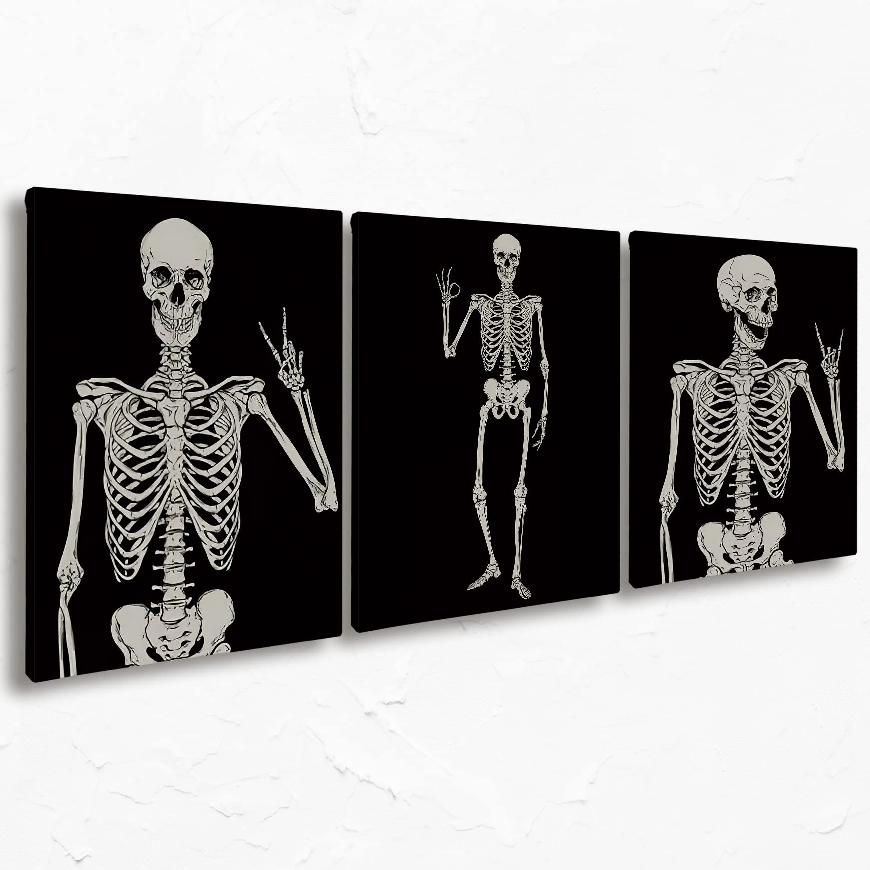 Gothic Skull Canvas Wall Art Prints,Gothic Skeleton Rock and Roll ...