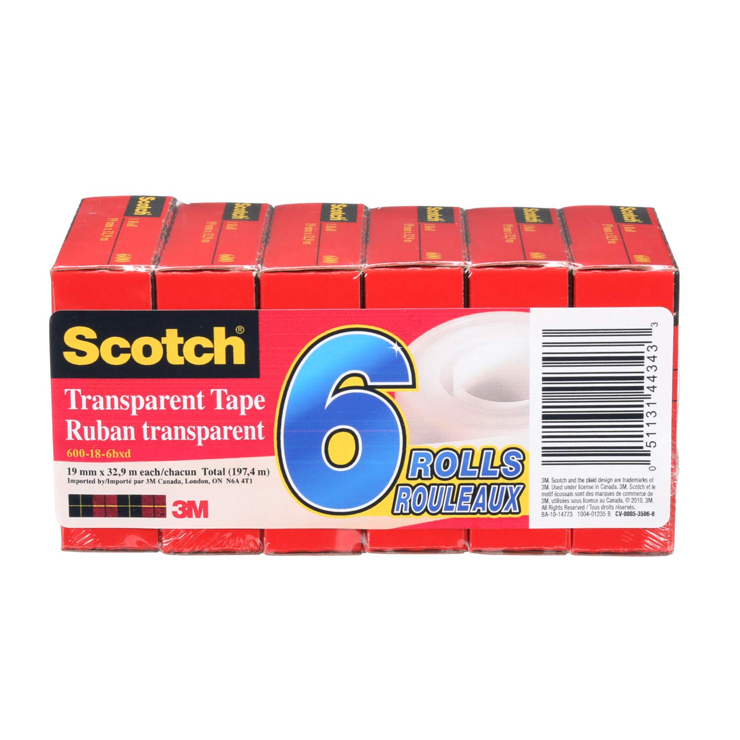 Scotch Tape Transparent Tape, 19mm Wide X 32.9M, 6 Rolls : Amazon.ca ...