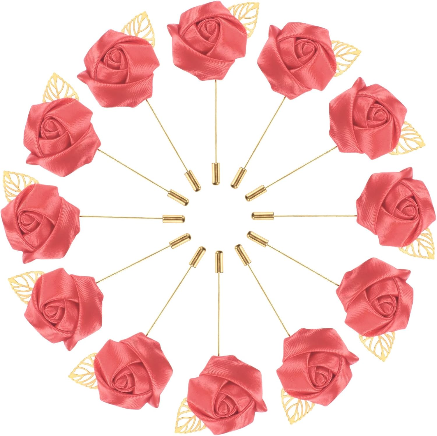 Amazon.com: M METERXITY 12-Pack Flower Lapel Pins for Men, Golden Leaf ...