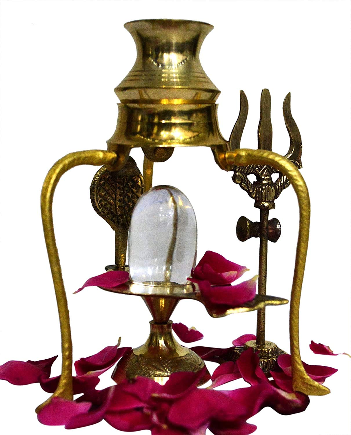 Amuse Crystal Shaligram Shiva Ling Lingam Statue Hindu Puja Brass ...