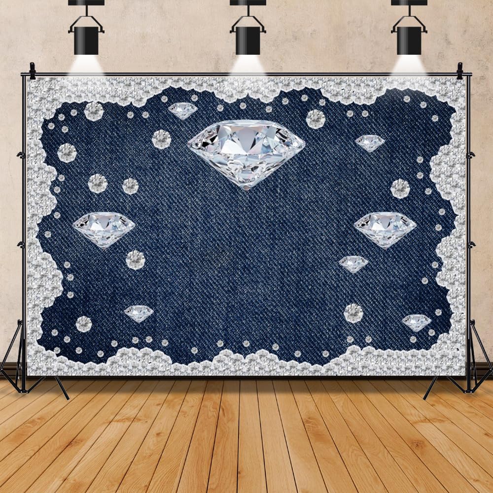 Amazon.com: Leowefowa 10x8ft Vinyl Denim and Diamond Photo Background ...