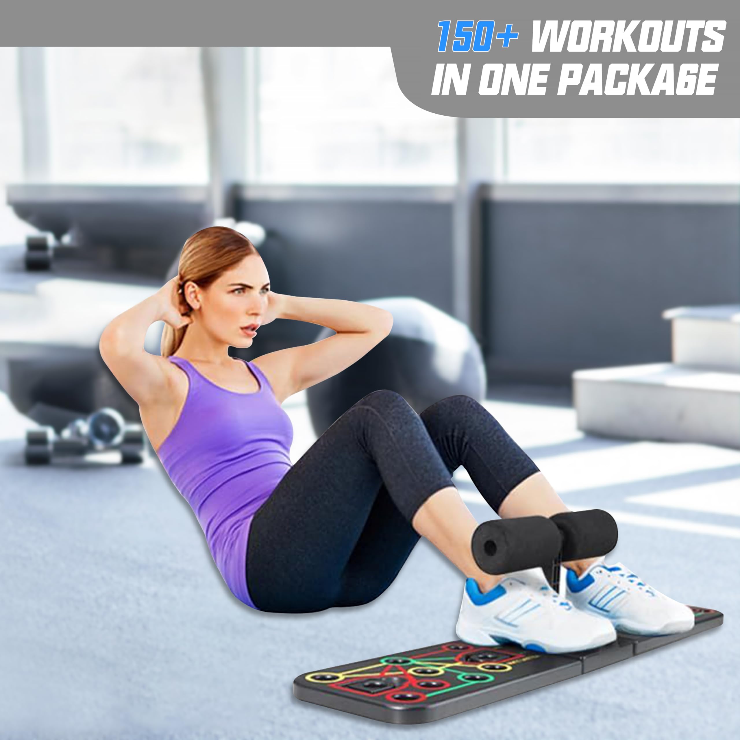Push Up Board With Sit Up Anchor - 14 Position Workout Station With ...