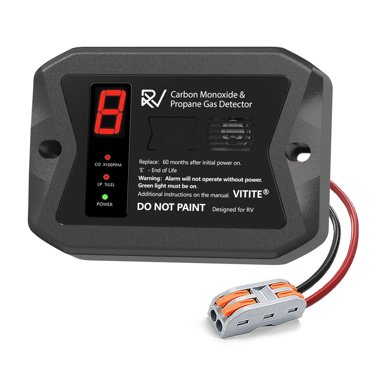 RV Carbon Monoxide & Propane Detector, VITITE RV Dual CO/LP Gas Alarm ...