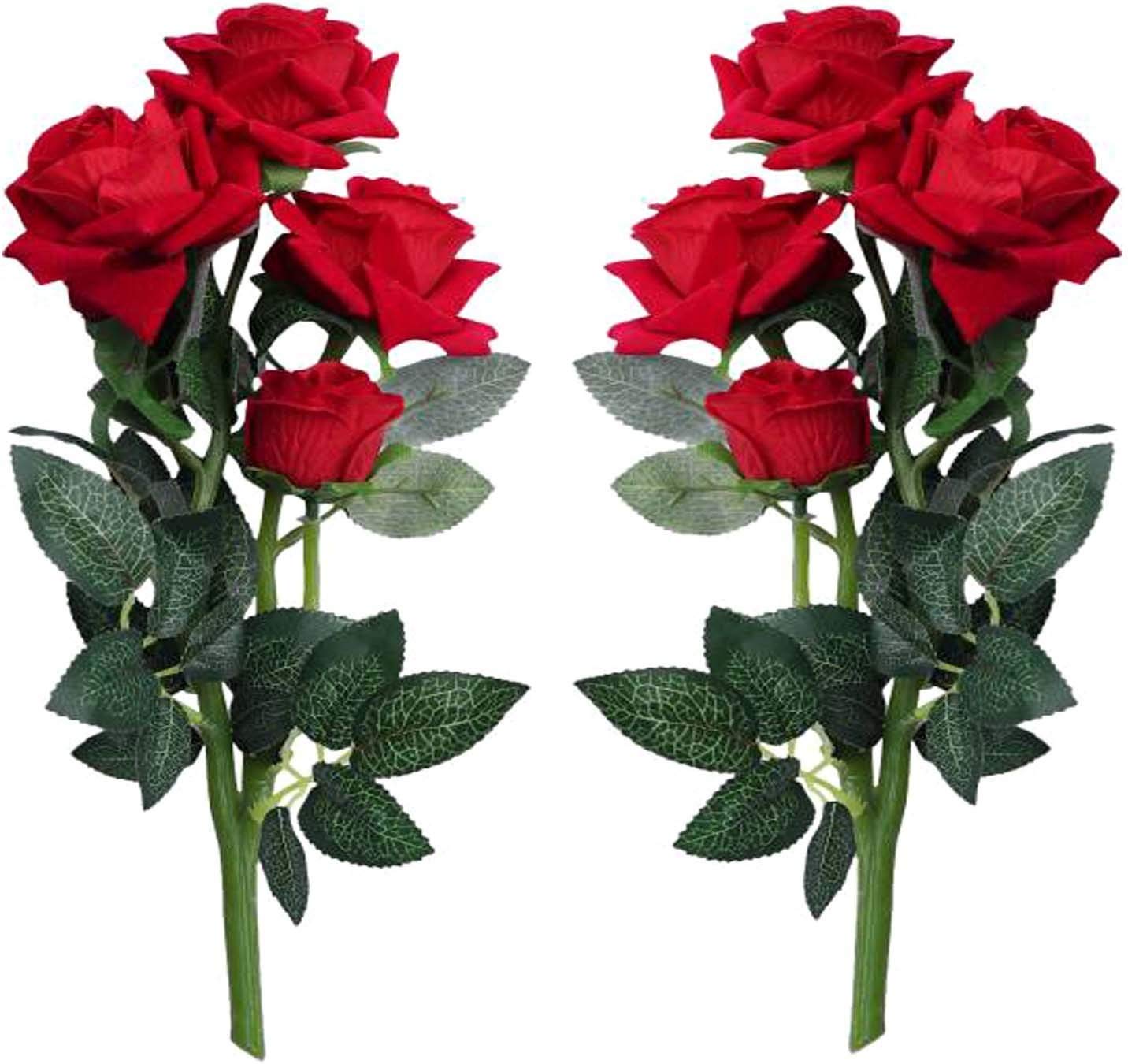 Buy GREEN INDIA Artificial red Rose Kali Bunch for Home Decoration (red ...