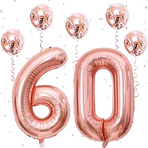 Amazon.com: 60th Birthday Number Balloons for Women, Giant 60 Number ...