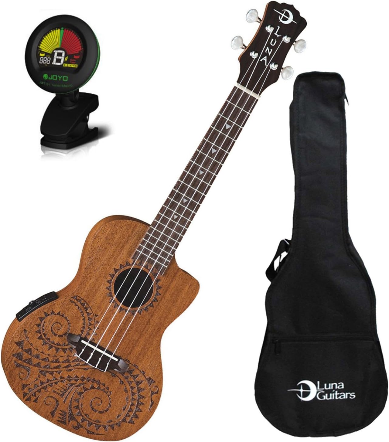 Amazon.com: Luna UKE HTT KOA Tenor Ukulele with Built-in Preamp and ...