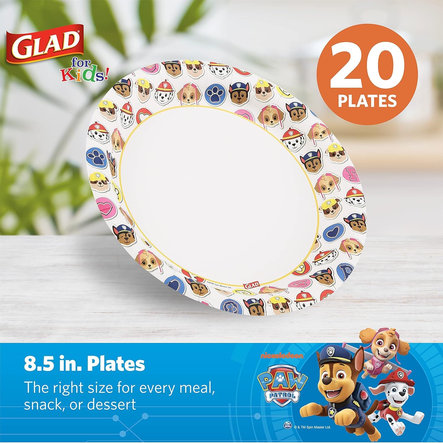 Snapklik.com : Glad For Kids Paw Patrol Emoji Paper Plates, Paw Patrol ...