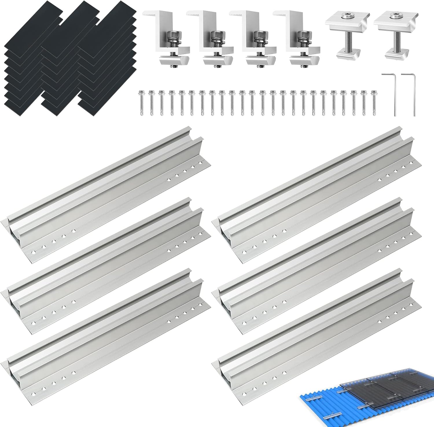 MaxEarn Pack of 6 300 mm Solar Panel Bracket Kit, Photovoltaic Mounting ...
