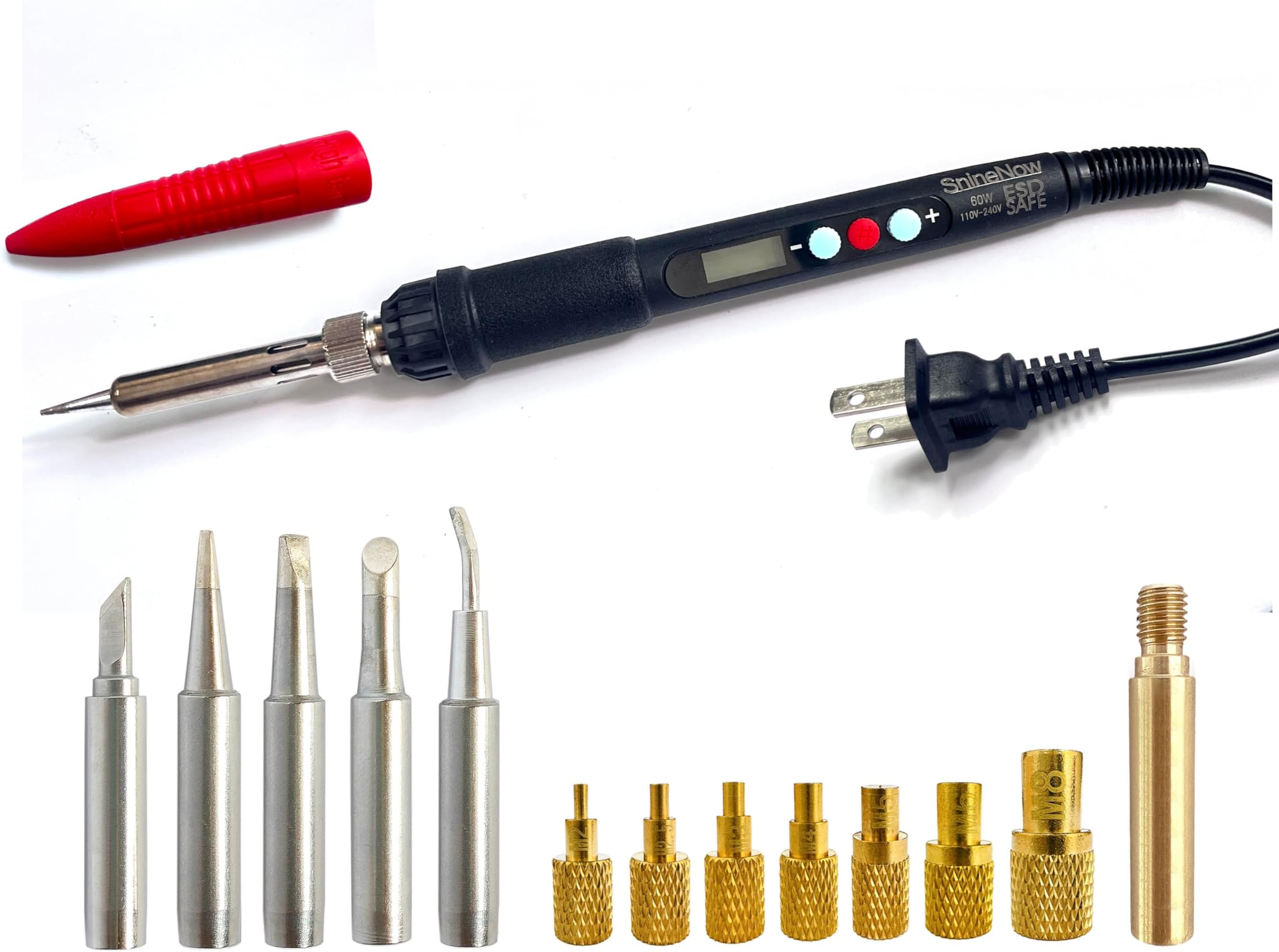 Amazon.com: ShineNow 60W Digital Soldering Iron Heat Set Insert Tool ...