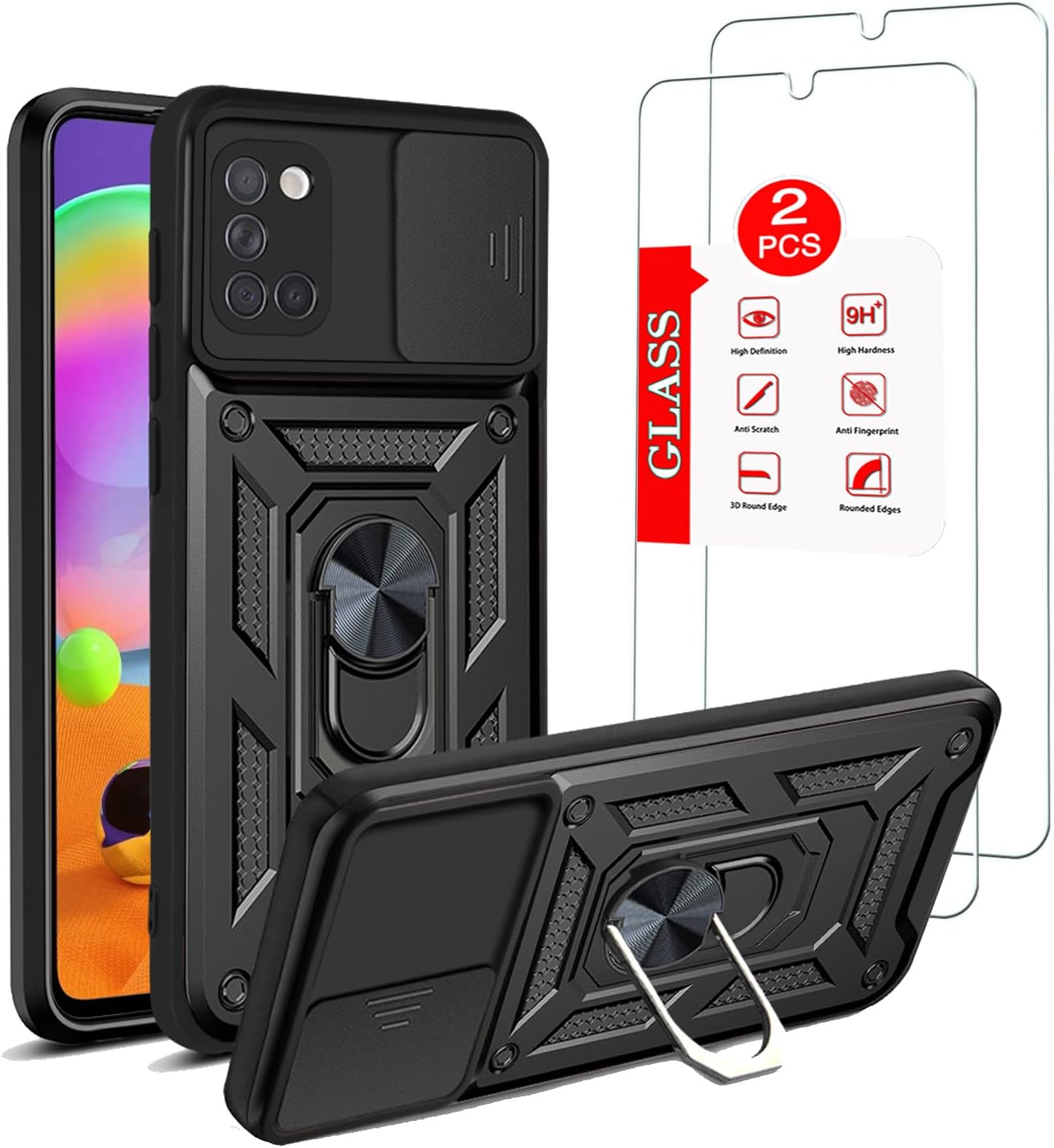 Amazon.com: Phone Case for Samsung Galaxy A31 with Tempered Glass ...