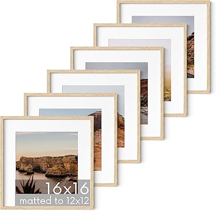 Amazon.com - HAUS AND HUES Beige Oak Wood 16x16 Picture Frames - Set of 6, Square Frames with ...