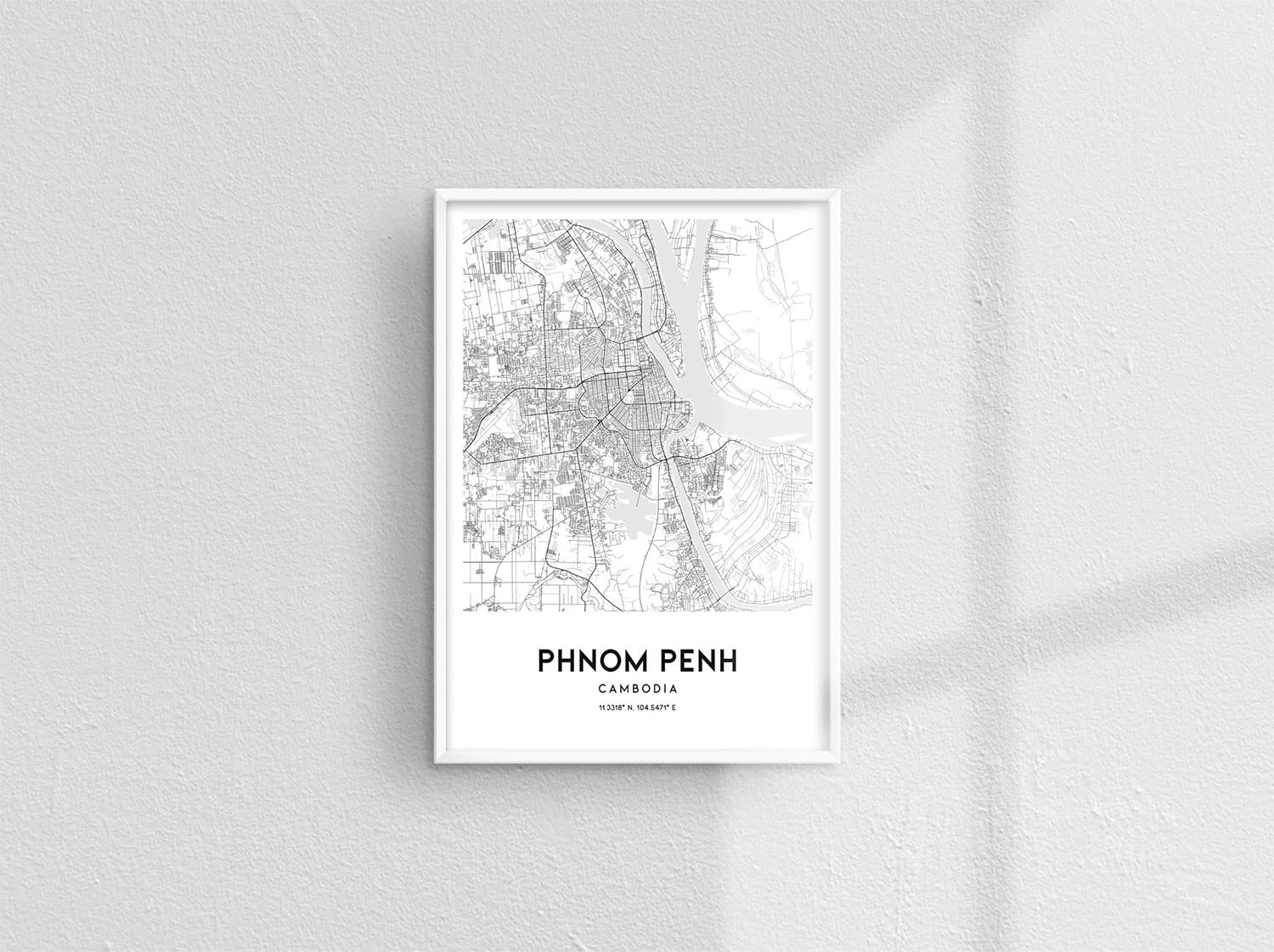 Phnom Penh Map Black And White