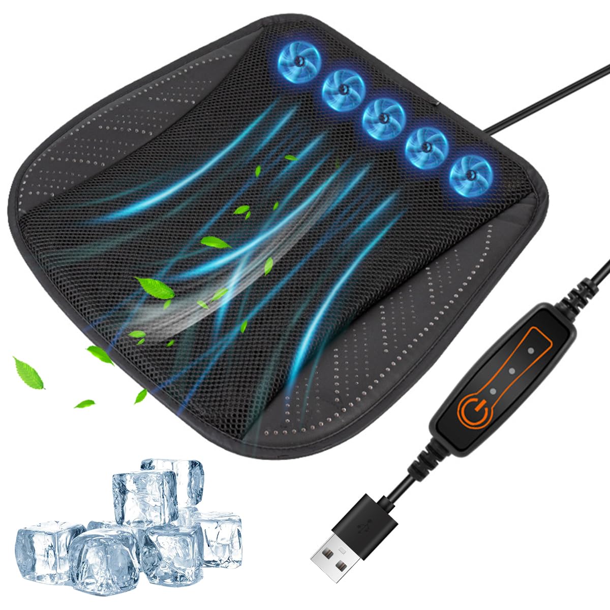 STHIRA® USB Ventilated Seat for Car with 5 Integrated Fans 3 Speeds ...