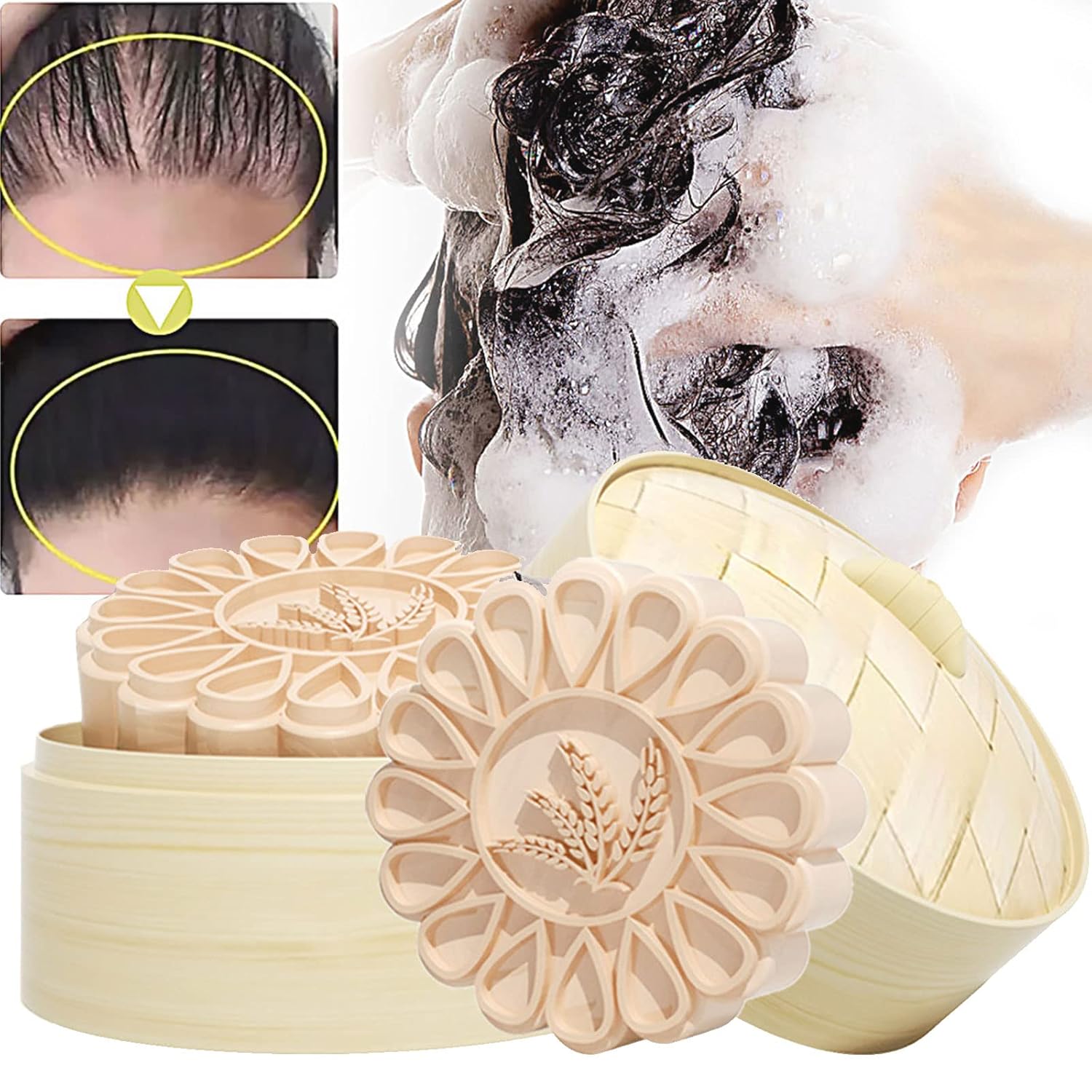 Amazon.com : Anti-Hair Loss Rice Shampoo Bar, Shampoo Soap With Storage ...