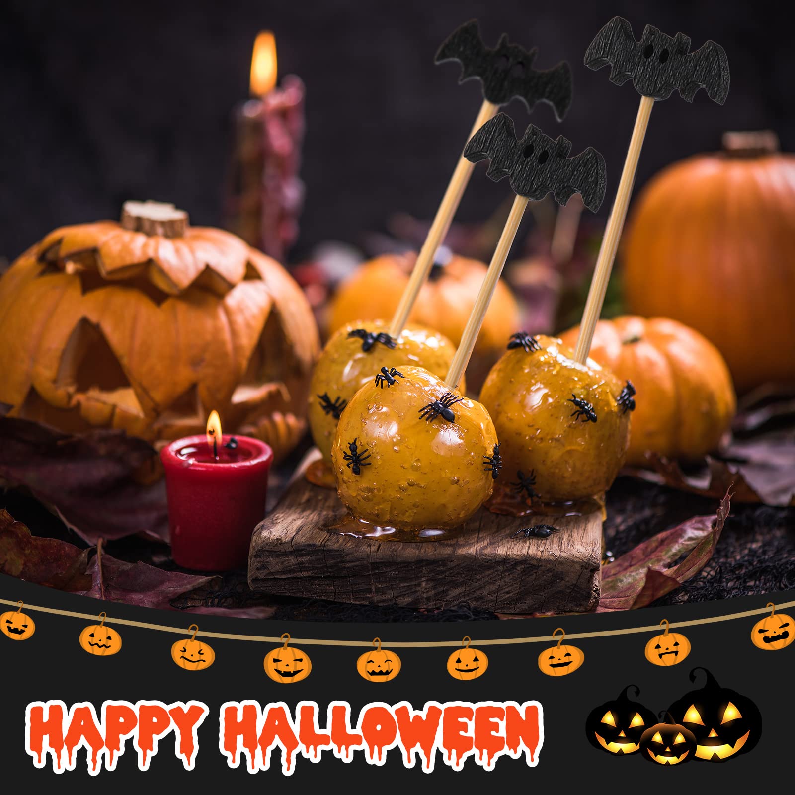 Snapklik.com : 200 Pcs Halloween Cupcake Toppers Decorations Bat ...