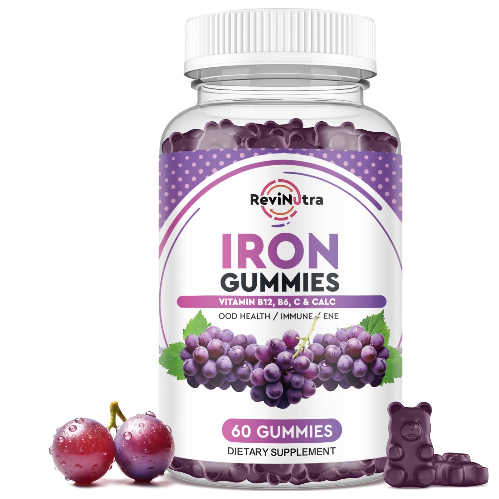 Amazon.com: Iron Gummies - with Calcium, Zinc, Folate & Vitamin B12, C ...
