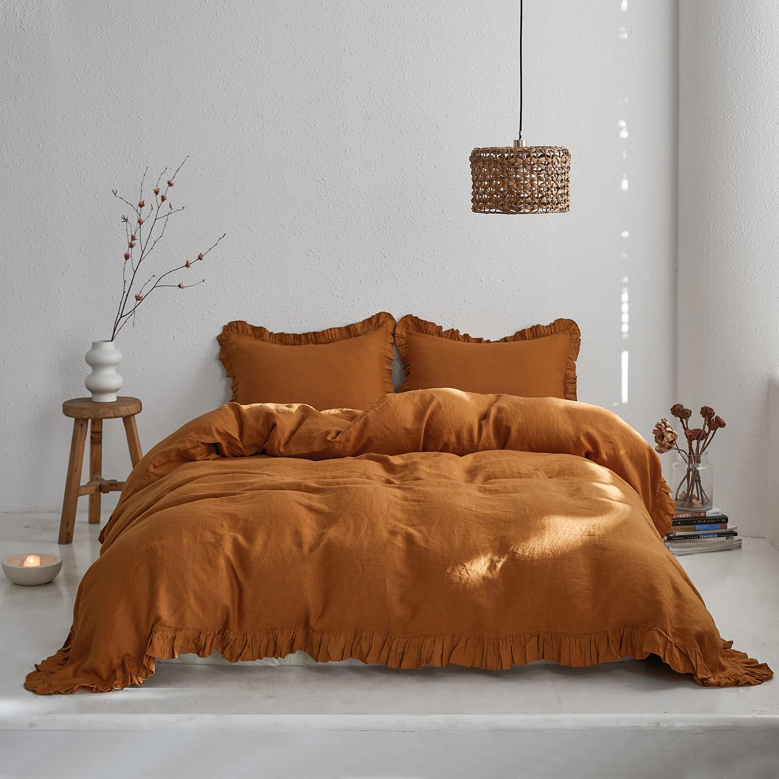 Amazon.com: Simple&Opulence 100% Linen Duvet Cover Set, 3 PCS Natural ...