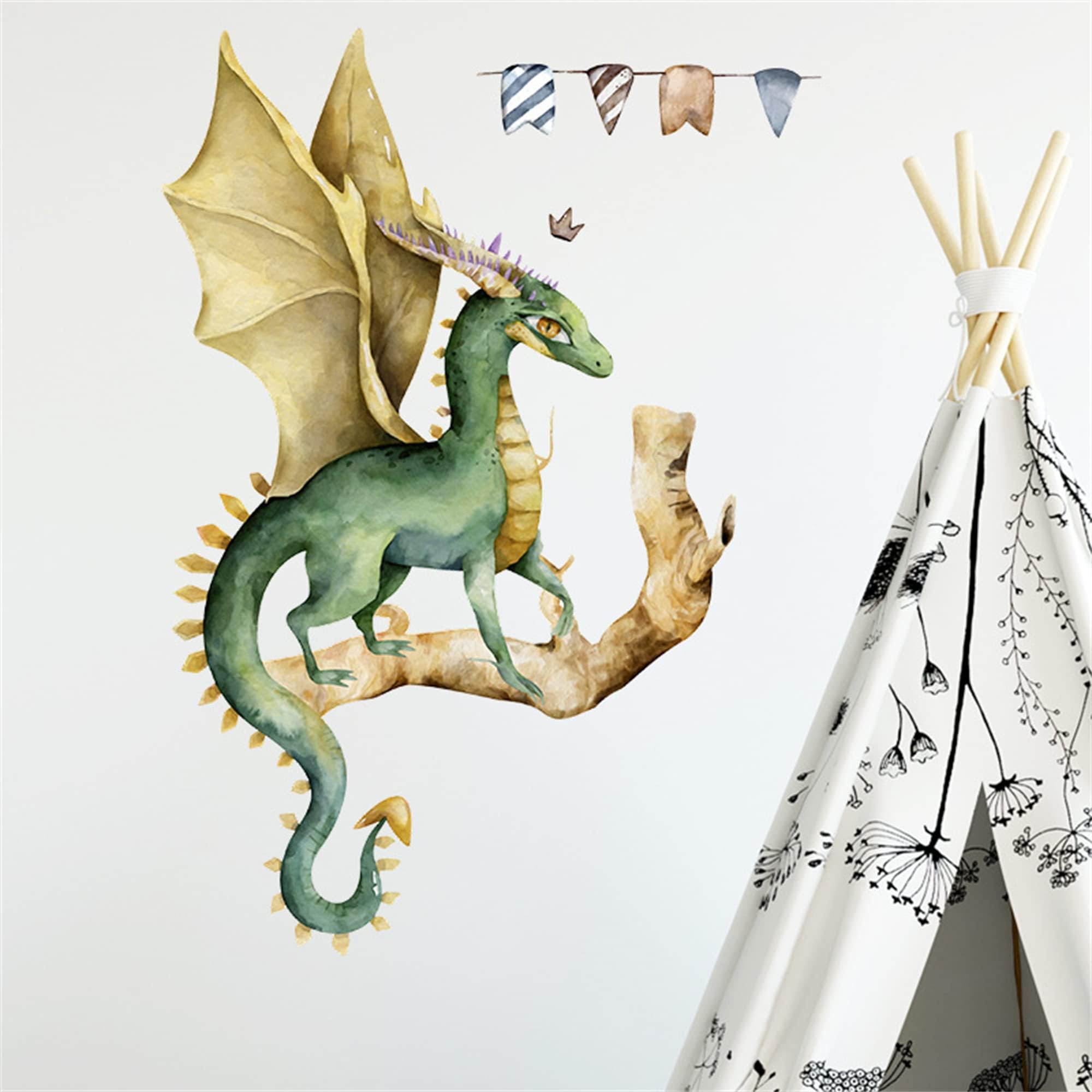 Amazon.com: Yovkky Baby Dragon Wall Decals Stickers, Moon Stars Clouds ...