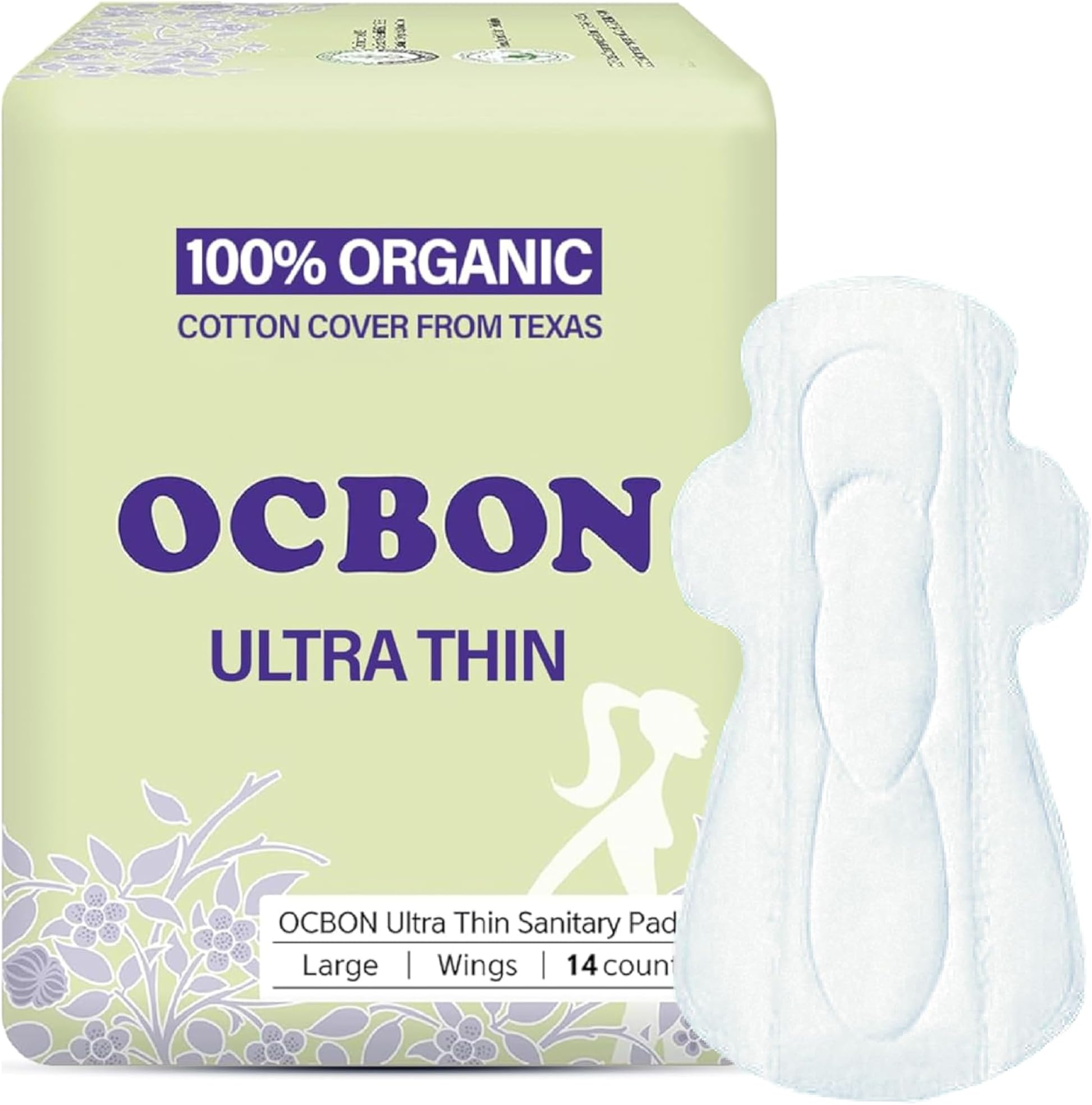 Amazon.com: OCBON Ultra Thin Sanitary Pads Regular (32 Counts) + Large ...