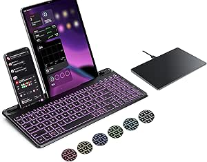 Amazon.com: seenda Backlit Bluetooth Keyboard Rechargeable Multi-Device ...