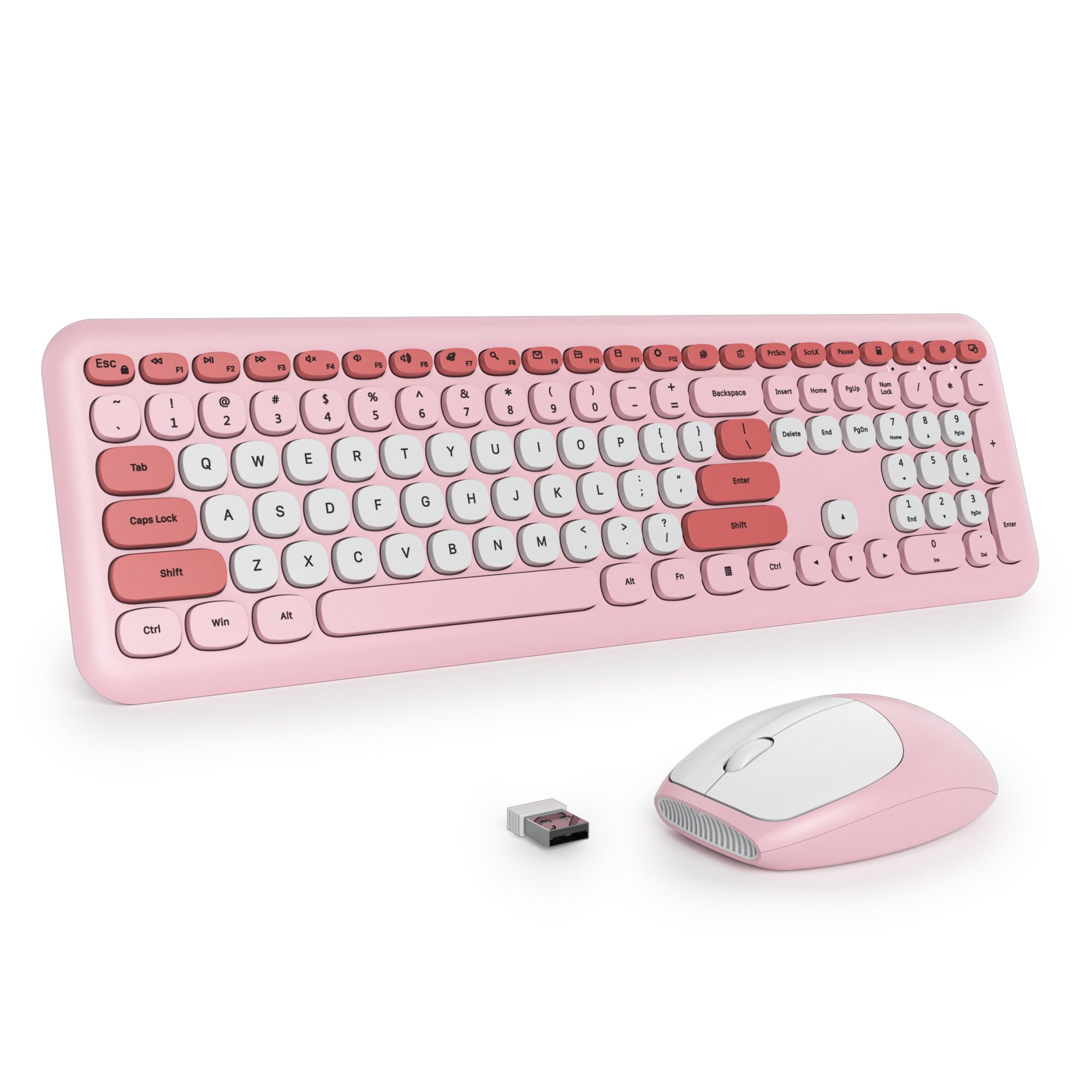 Amazon.com: surmen Cute Wireless Keyboard and Mouse Combo, Pink Wireless Keyboard with Silent ...