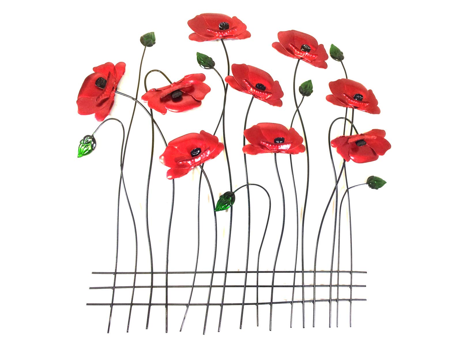 Contemporary Metal Wall Art - Red Poppy Flower Scene : Amazon.co.uk ...