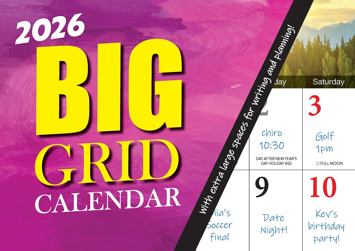 Big Grid - 2026 Rectangle Wall Calendar 13 Months Large Date Boxes Easy ...