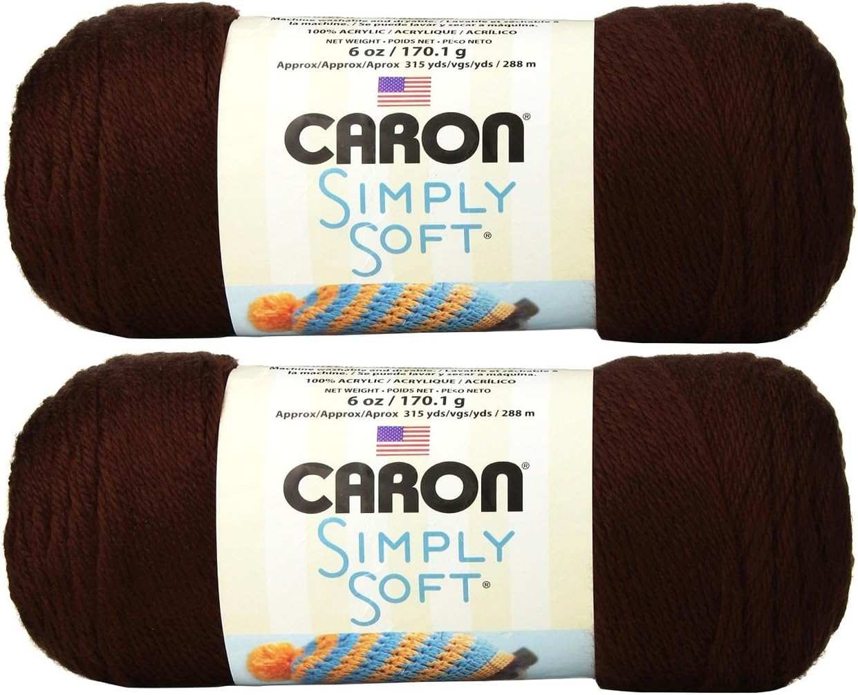 Amazon.com: Bulk Buy: Caron Simply Soft Yarn Solids (2-Pack) (Chocolate)