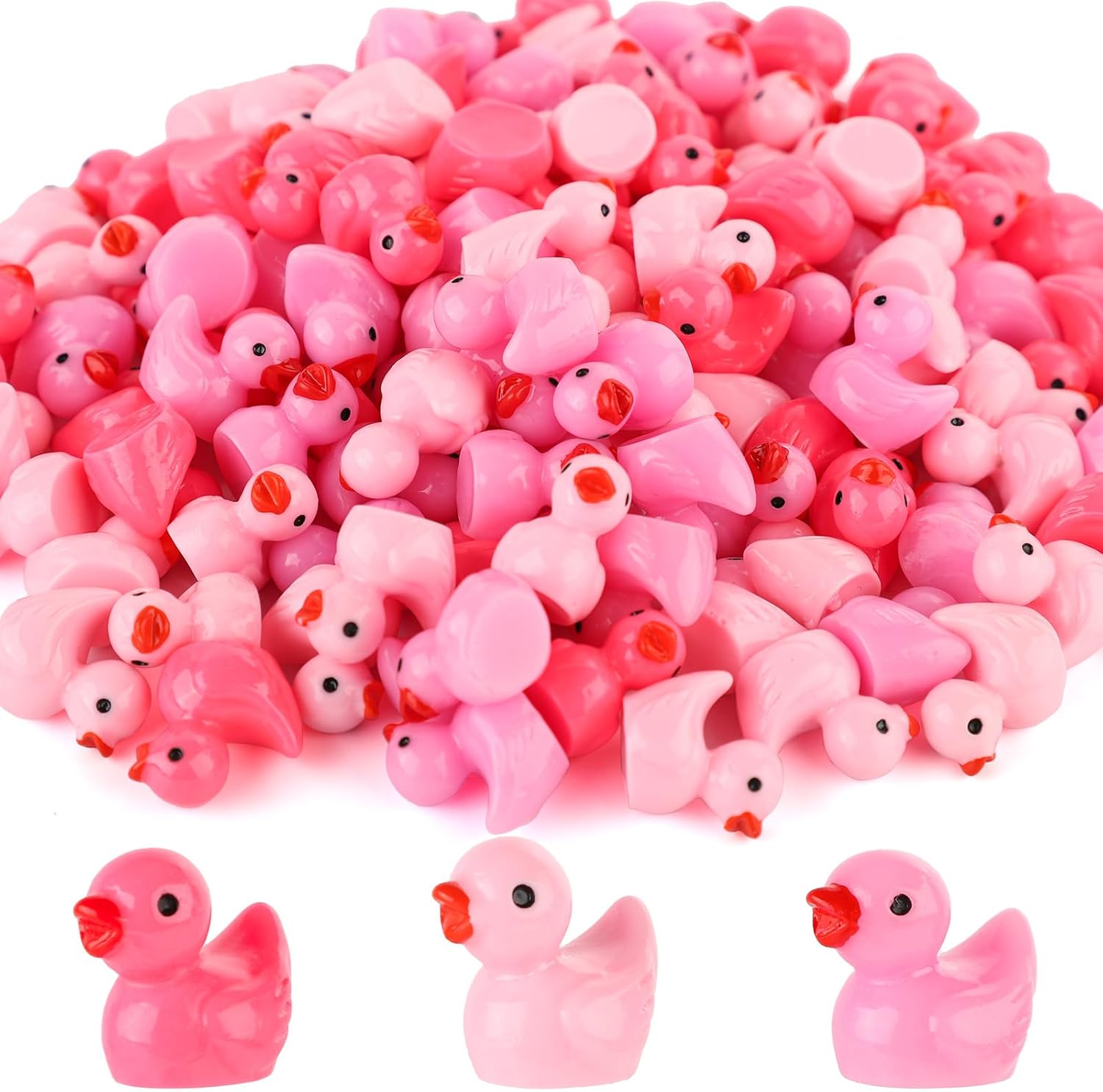 120pcs Mini Resin Ducks, Pink Tiny Miniature Ducks Figurines Small Duck ...