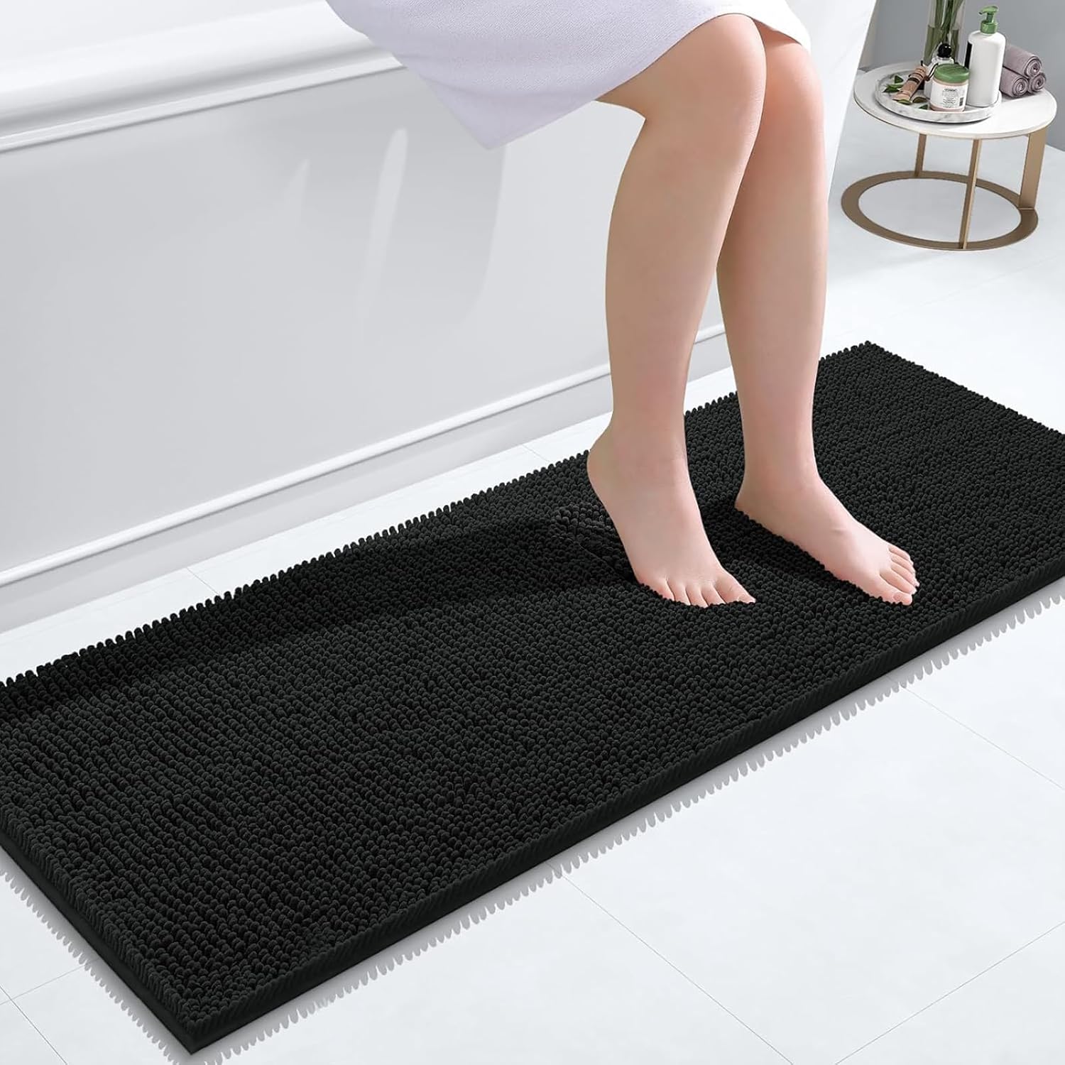 smiry Chenille Bath Mat, 40 x 120 cm, Non-Slip Super Absorbent Bathroom ...