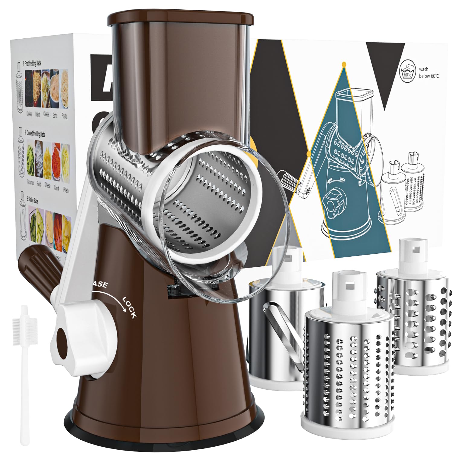 Amazon.com: Cambom Rotary Cheese Grater Hand Crank Cheese Shredder for ...