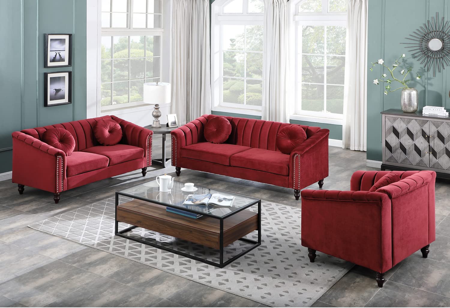 Red Living Room Furniture Sets Designs Lifestyle Furniture 3 Piece
