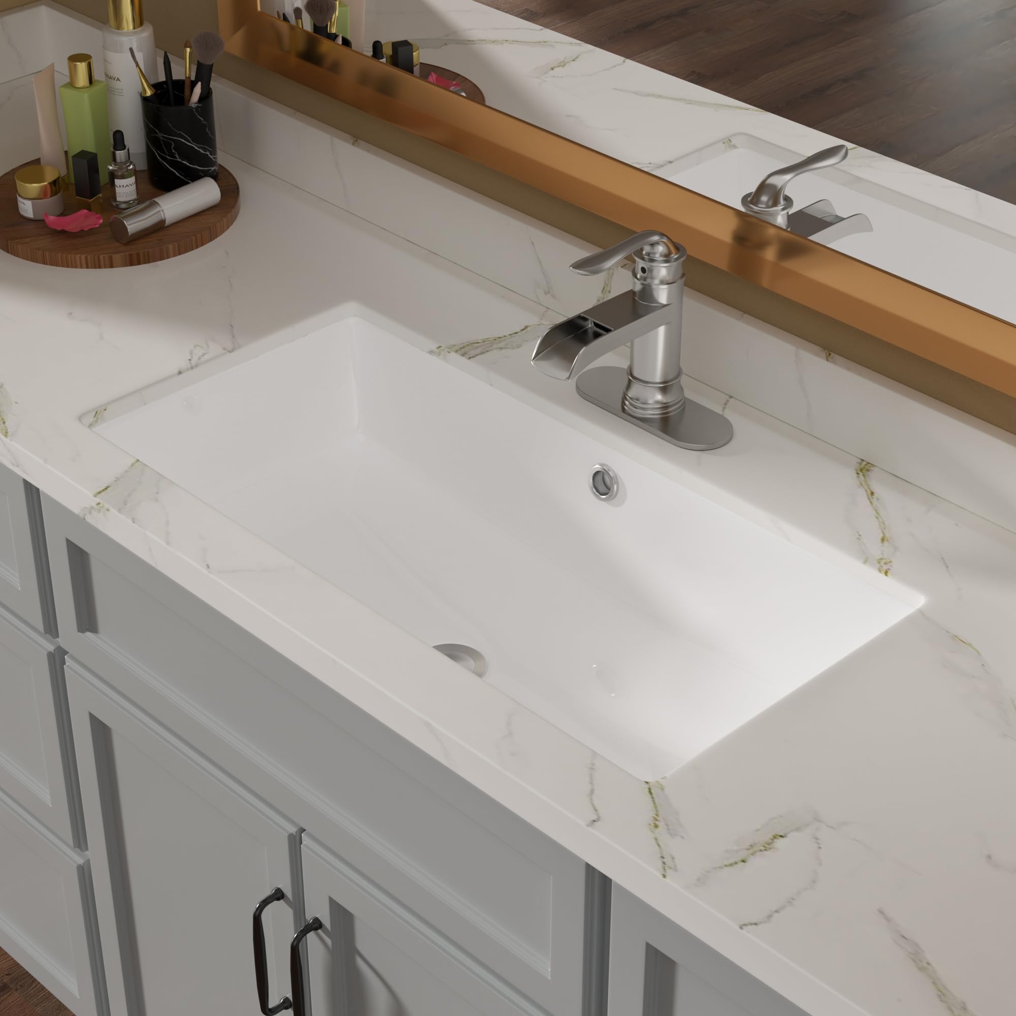 Snapklik.com : Rectangle Bathroom Sink Undermount 28" Undermount ...