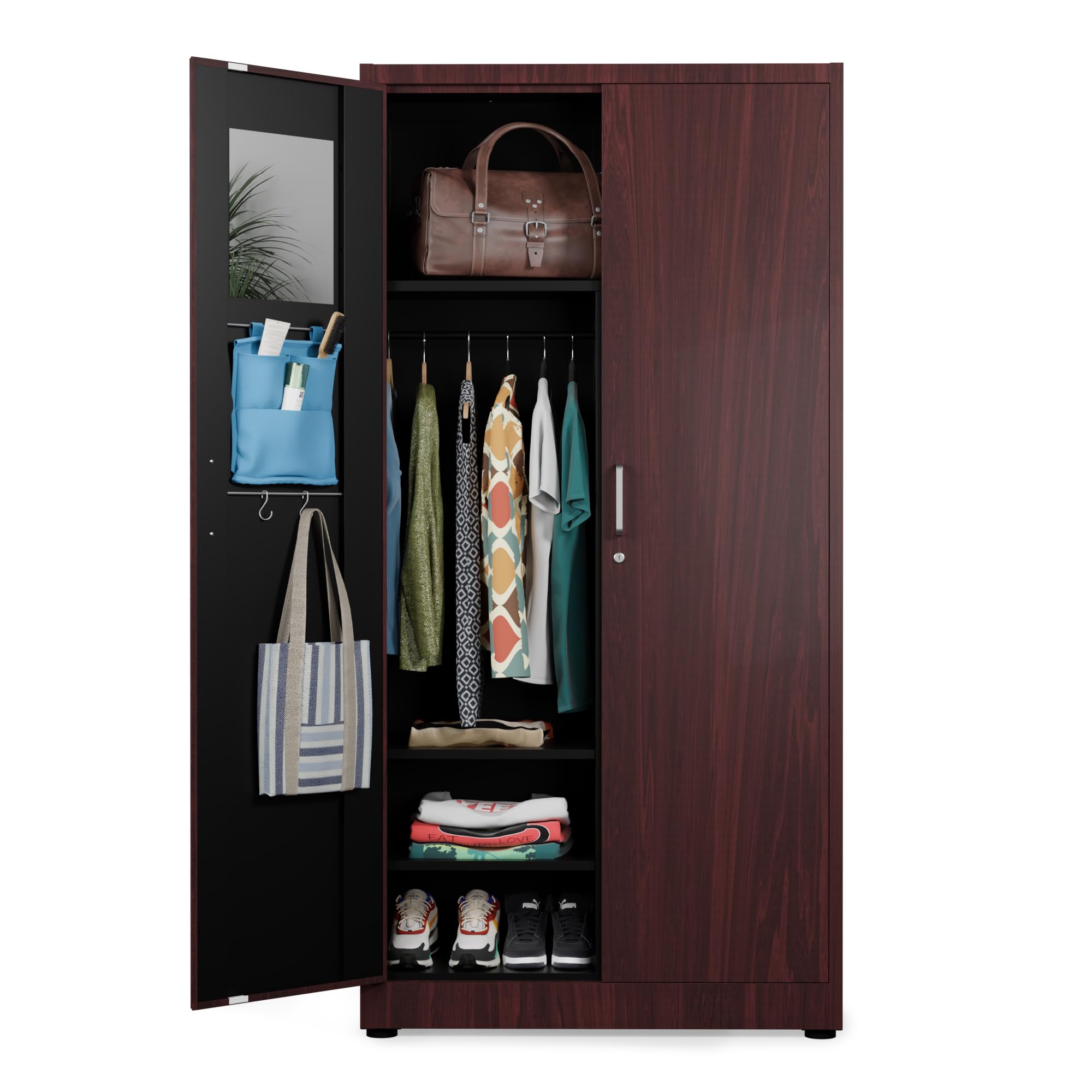 METALTIGER Metal Storage Cabinet Wardrobe - Metal Storage Locker with ...