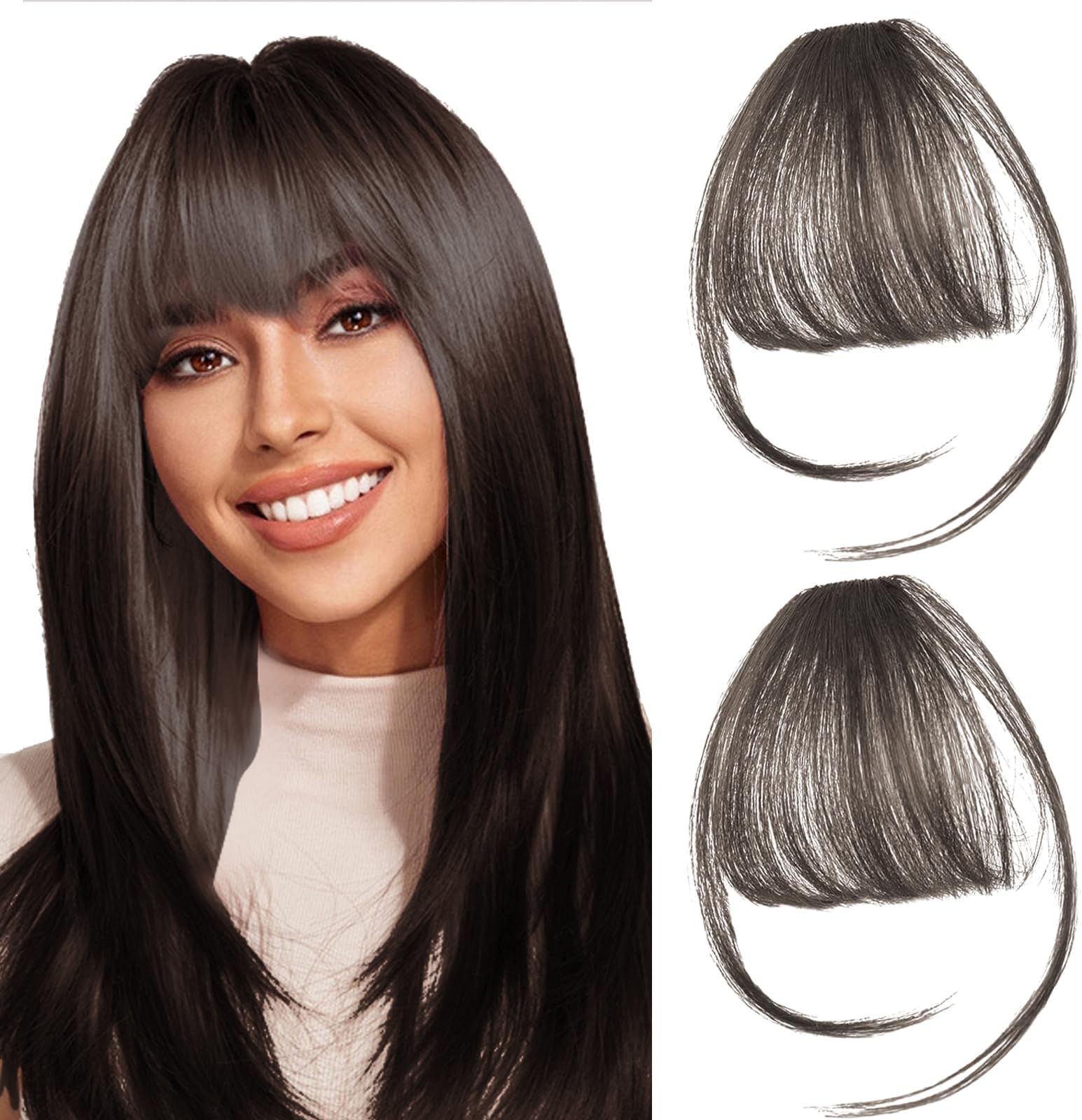 Amazon.com : Clip In Bangs-Real Human Hair Wispy Bangs Clip On Hair ...